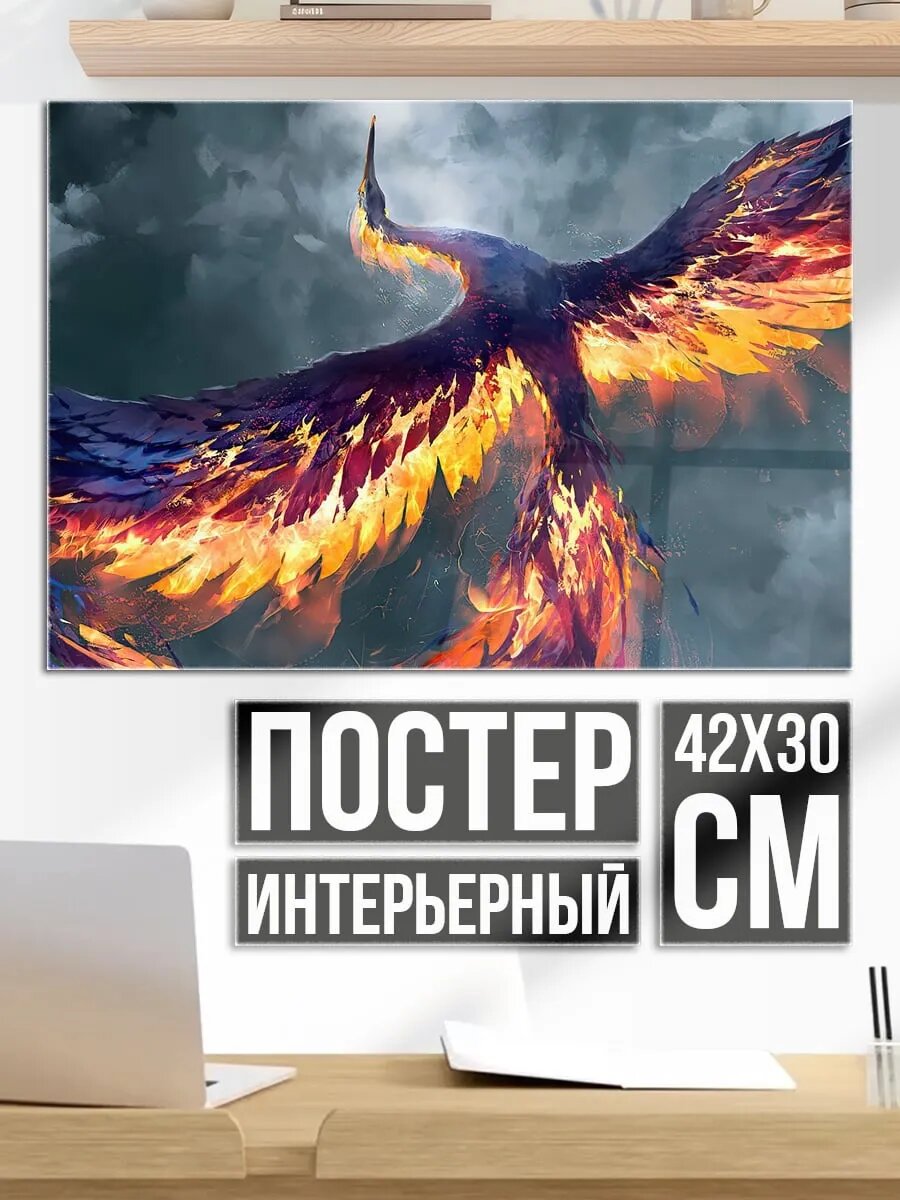 Плакат постер Огненный феникс