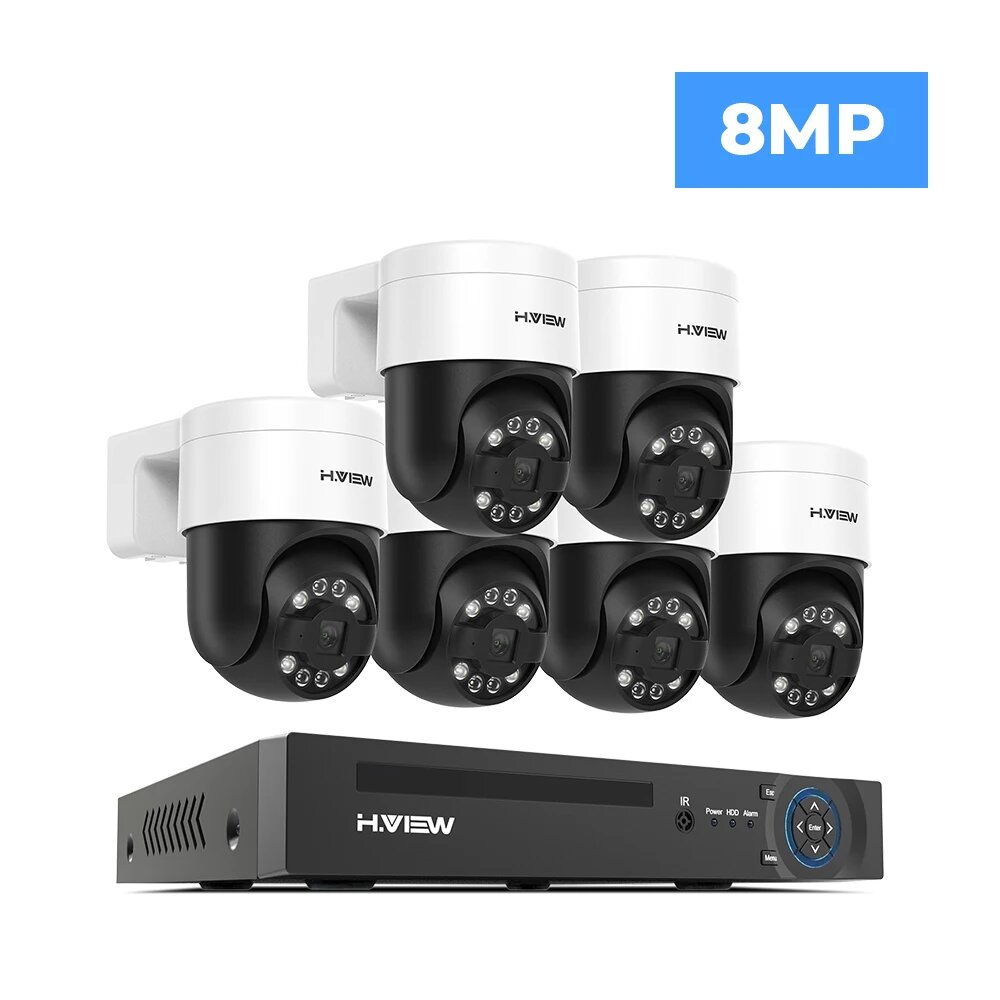 Система видеонаблюдения H.view 8Ch 4K 5MP 8MP для безопасности CCTV, набор видеонаблюдения для дома PTZ, наружная IP-камера с детекцией человека