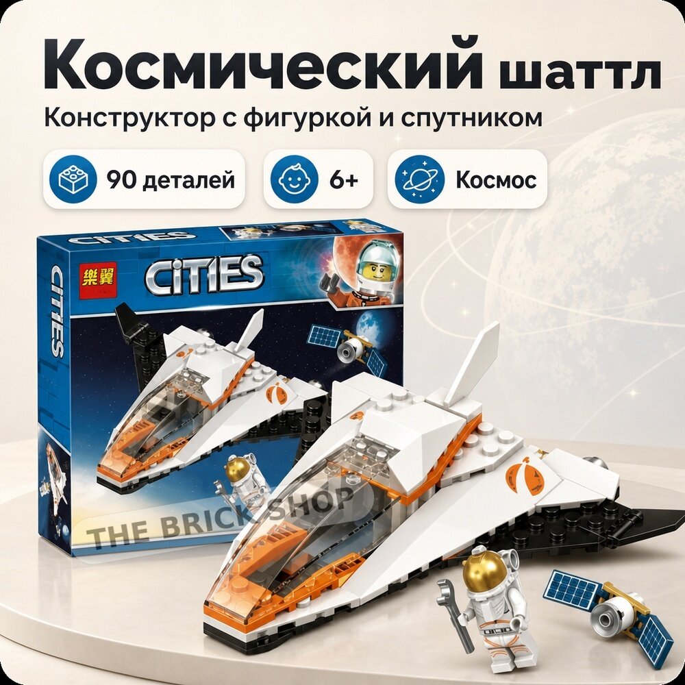 Конструктор Космический шаттл CITIES, 90 деталей, подарок для детей и взрослых
