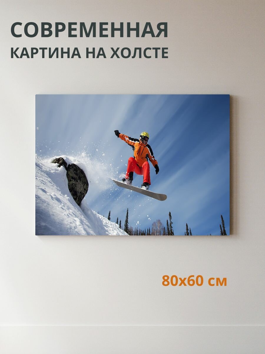 Картина на холсте Сноубординг 80x60 см