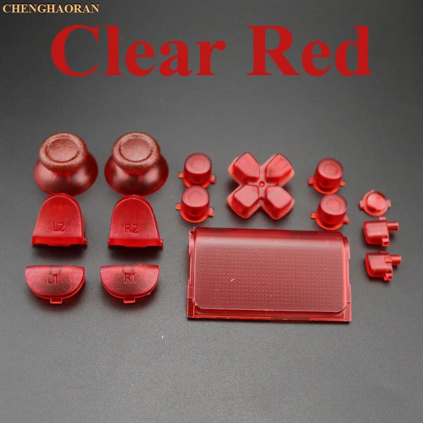 ChengHaoRan Комплект кнопок для PlayStation 4 PS4 M Clear Red