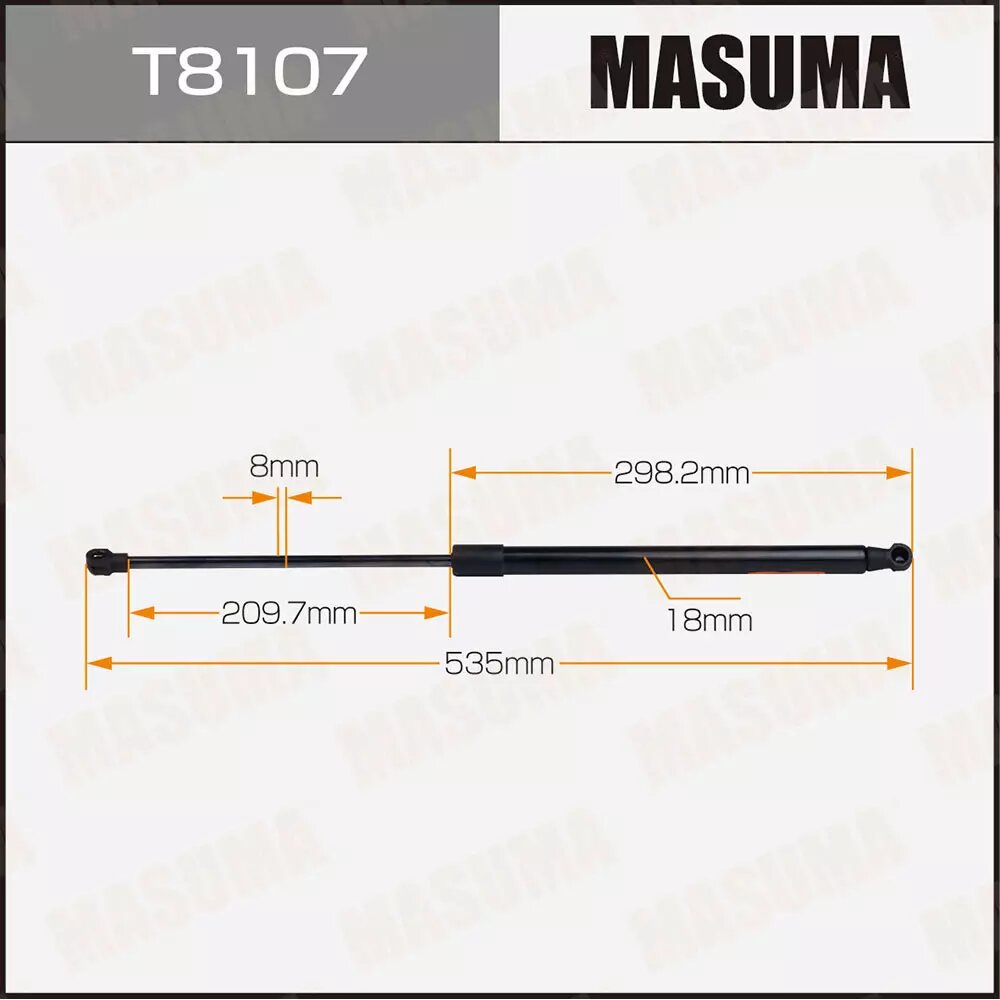 Амортизатор крышки багажника L=535 мм Nissan Qashqai (J10E), Qashqai+2 (JJ10E) Masuma
