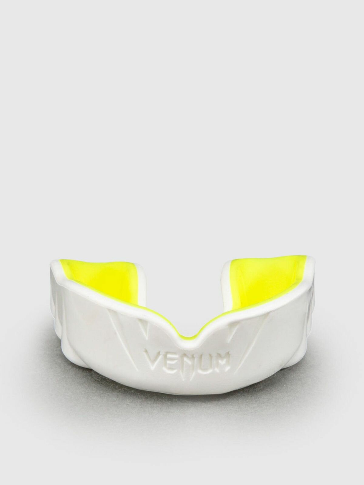 Капа боксерская Venum Challenger White/Yellow, чехол в комплекте