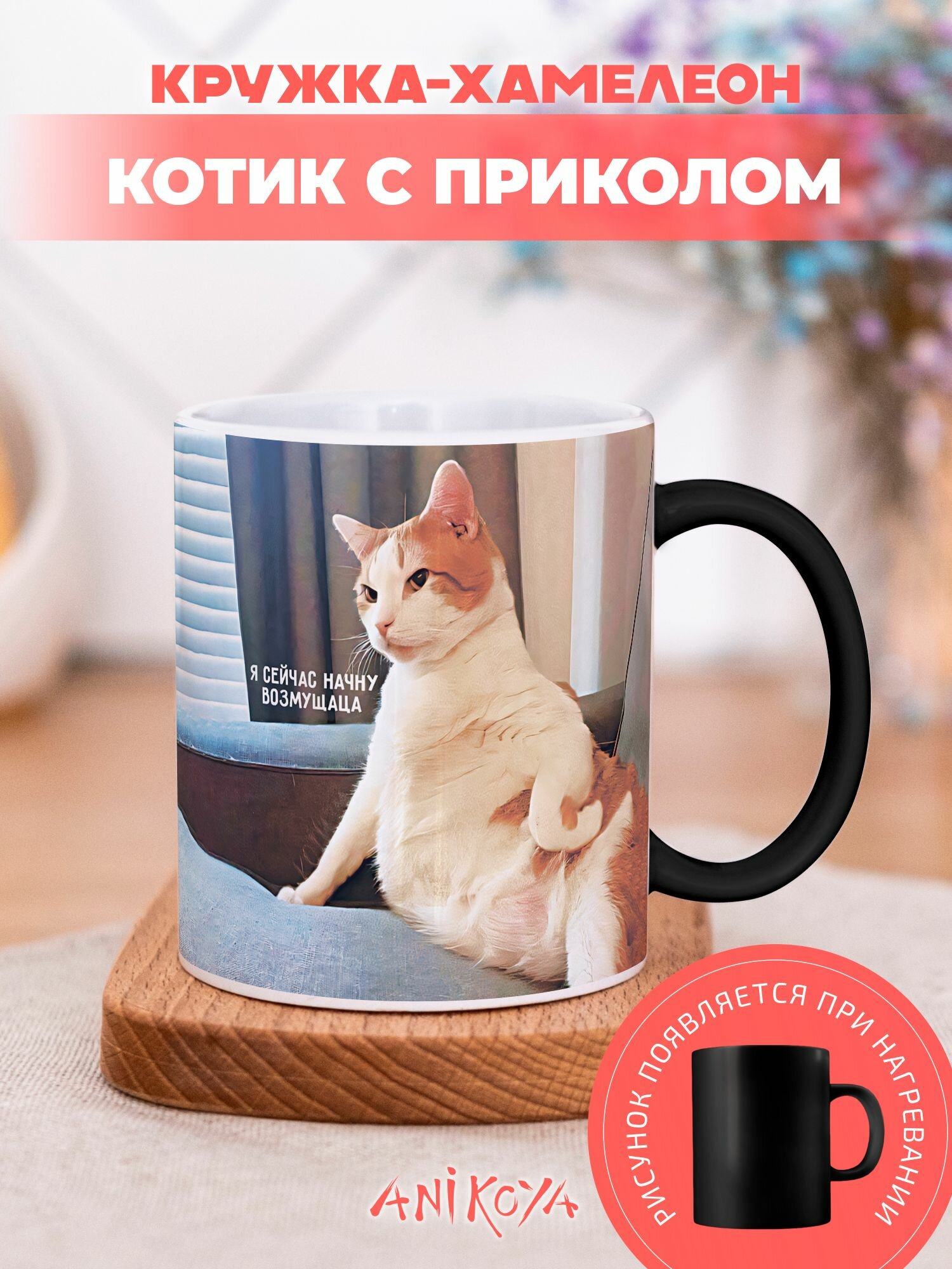 Кружка подарочная хамелеон мем кот
