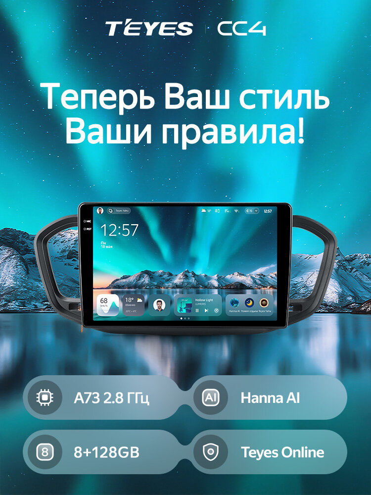 Магнитола TEYES CC4 8/128 ГБ For Лада Веста рестайлинг For LADA Vesta NG 2023 - 2025 F2 A