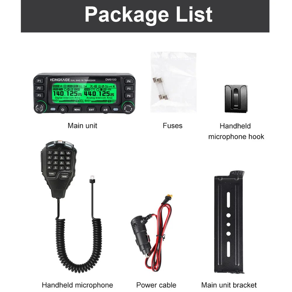Дигитальное рацию DMR Hongkaide DM9100 с GPS, APRS, Bluetooth, VHF, UHF, двойными временными слотами, высокой мощностью 25 Вт, дальним радиостанцией