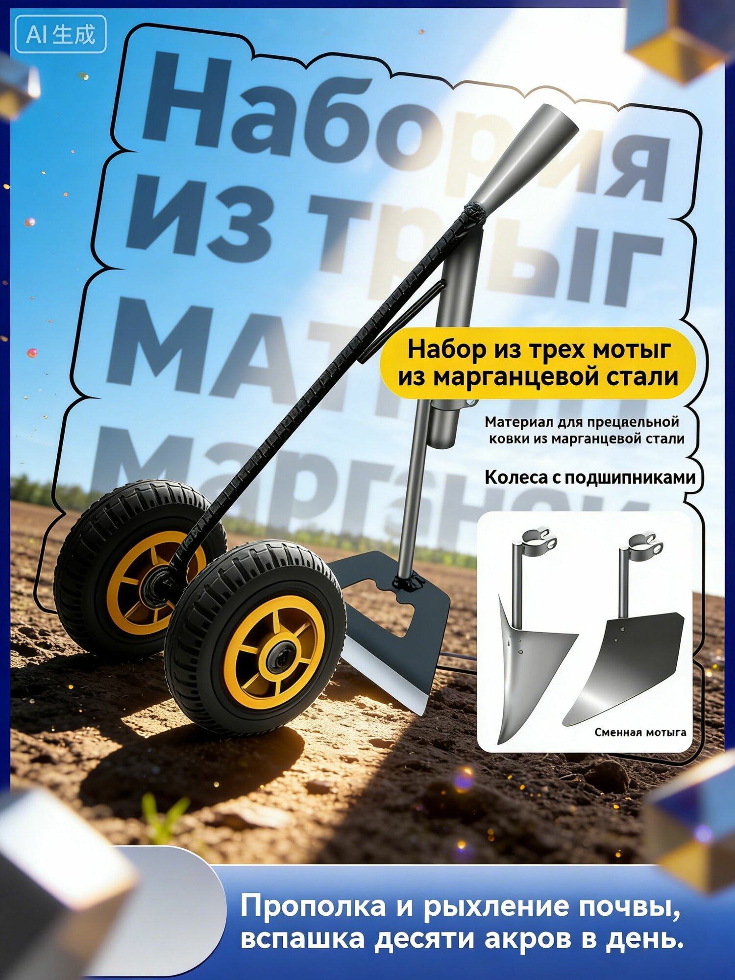 GEALFIS Тяпка, рукоятьВысокоуглеродистая сталь, 65 см
