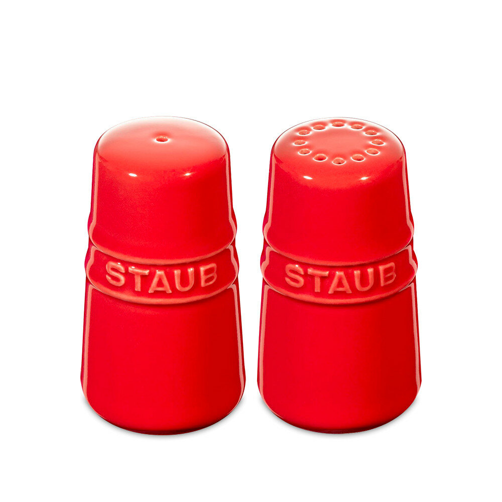 Набор солонка и перечница Staub Ceramics, керамика, цвет красный, высота 7 см
