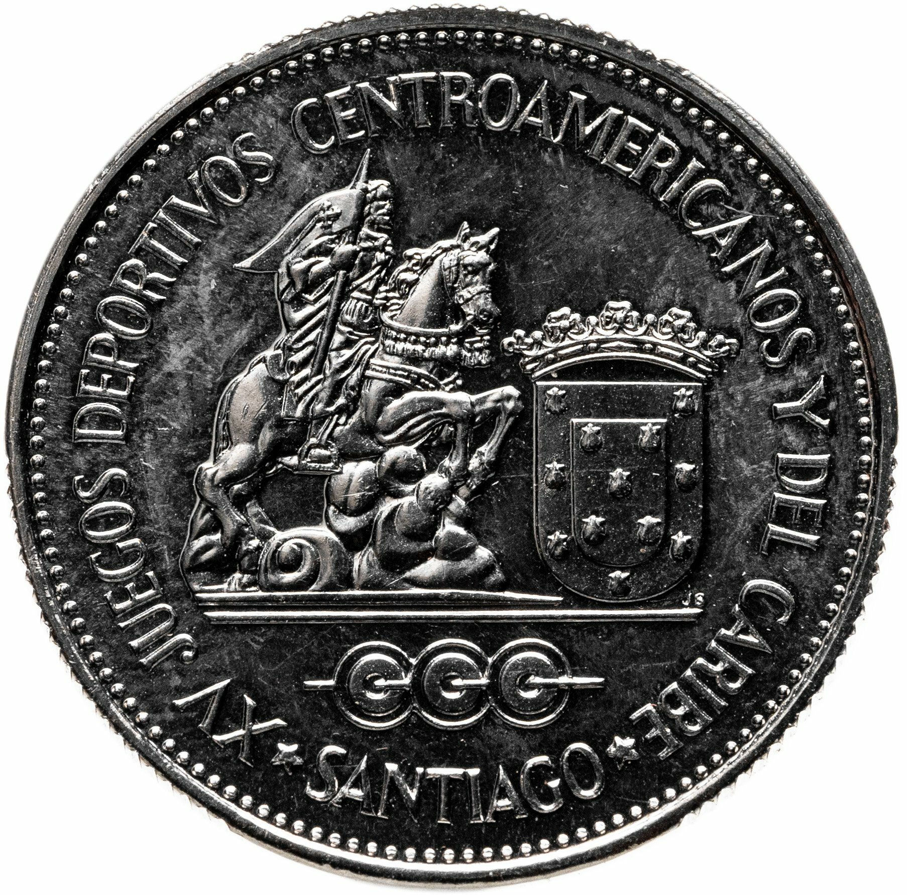 Доминикана 1 песо peso 1986 "XV игры Центральной Америки и Карибского бассейна", Сталь, в сохранности Proof