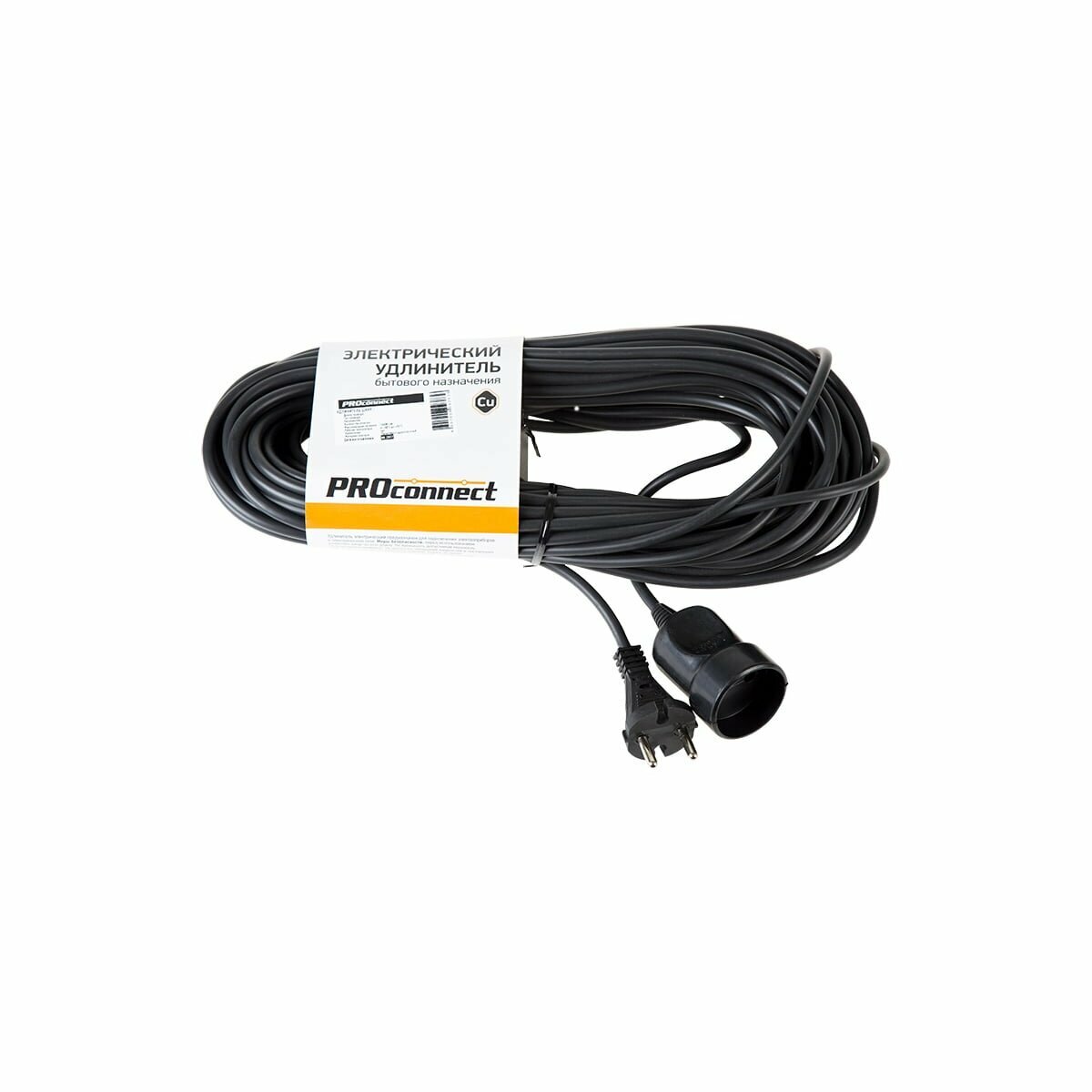 Удлинитель силовой PROconnect PROc-Uc (11-7115) 2x0.75кв. мм 1розет. 20м ПВС 6A без катушки черный