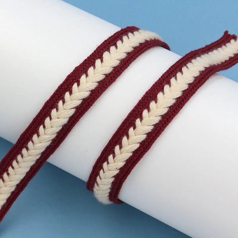 Хлопковая тесьма "ёлочка", 1,5 см, 10 ярдов 6Wine Red