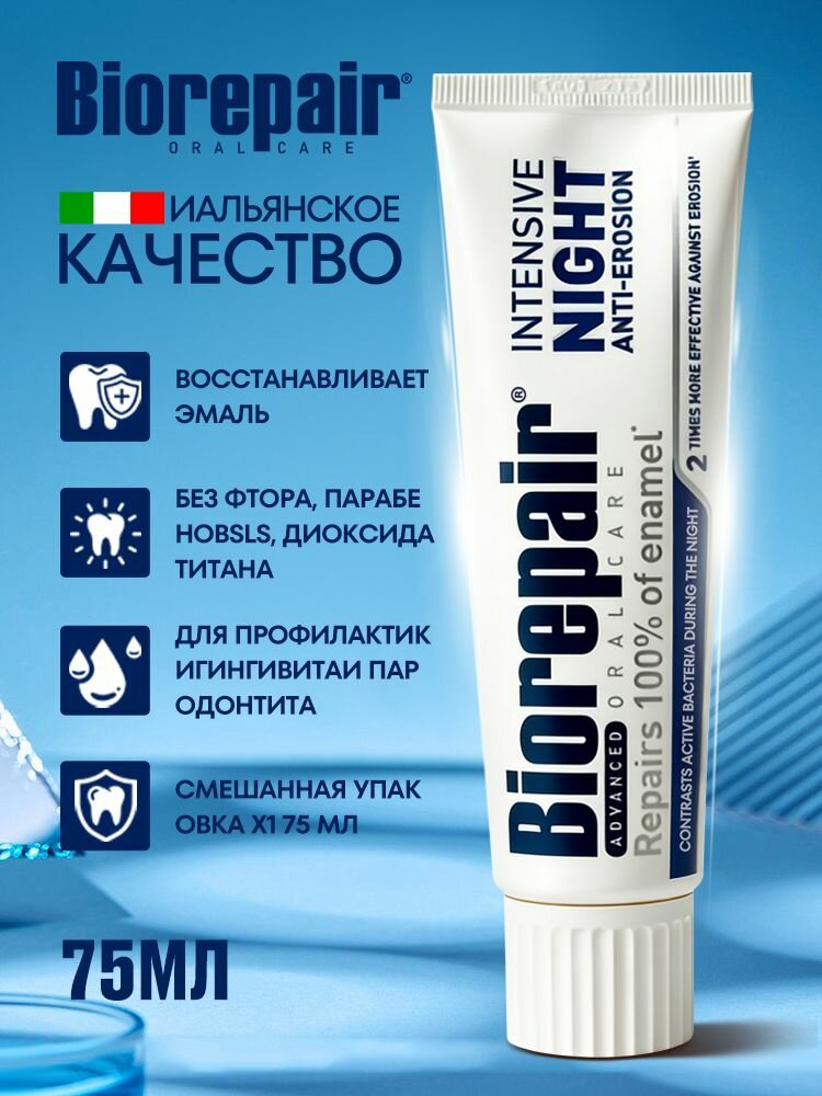 Зубная паста Biorepair Total Protective Repair Комплексная Защита, без фтора, 75 мл