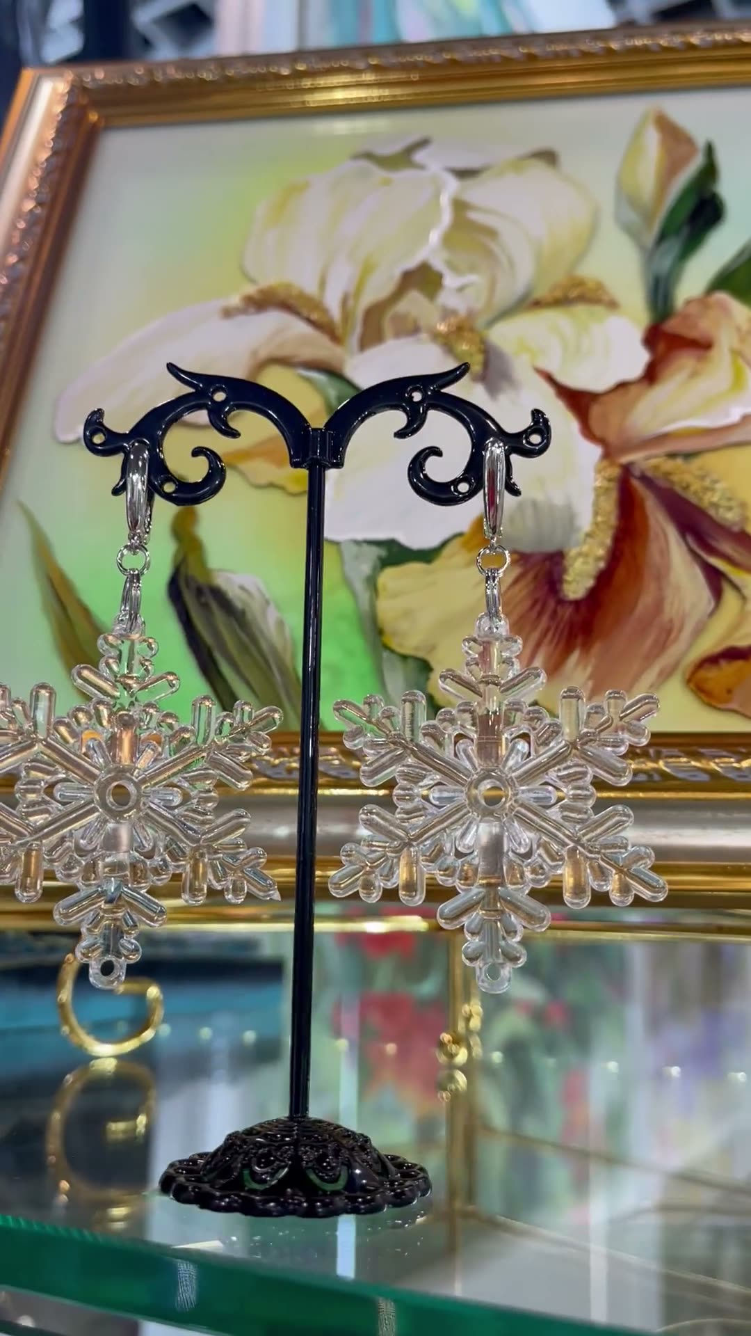 Серьги с подвесками, конго Jewellery by Marina Orlova, акрил, размер 75 мм, прозрачный — фото 1