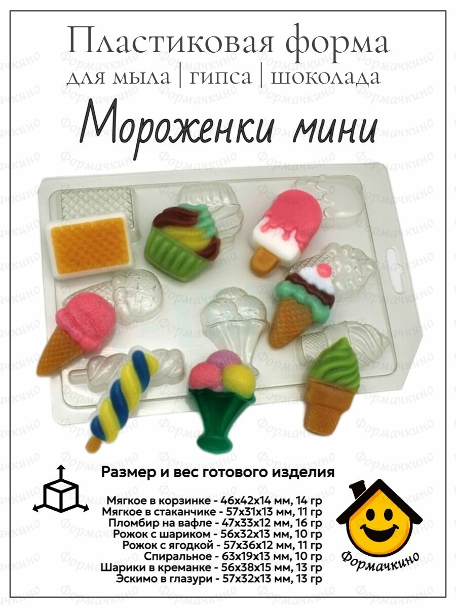 Мороженки мини - форма пластиковая для изготовления мыла, шоколада и гипса