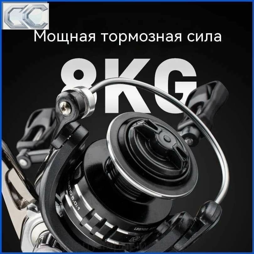 Металлическая двойная ручка спиннинговая катушка 3000 с 100м прозрачной лески, 8 кг тормозной силы, система FDD — фото 1