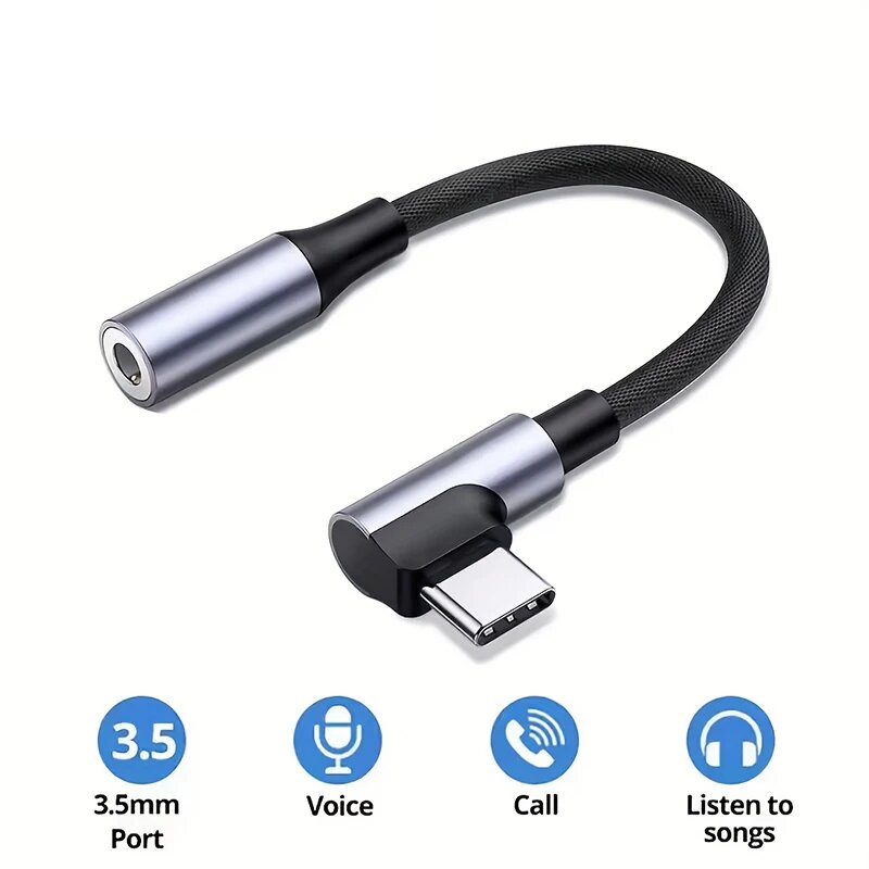 Адаптер для игровых наушников Elbow Gaming Type C на 3,5 мм Jack 90 ° Темно-синий, to 3.5mm cable