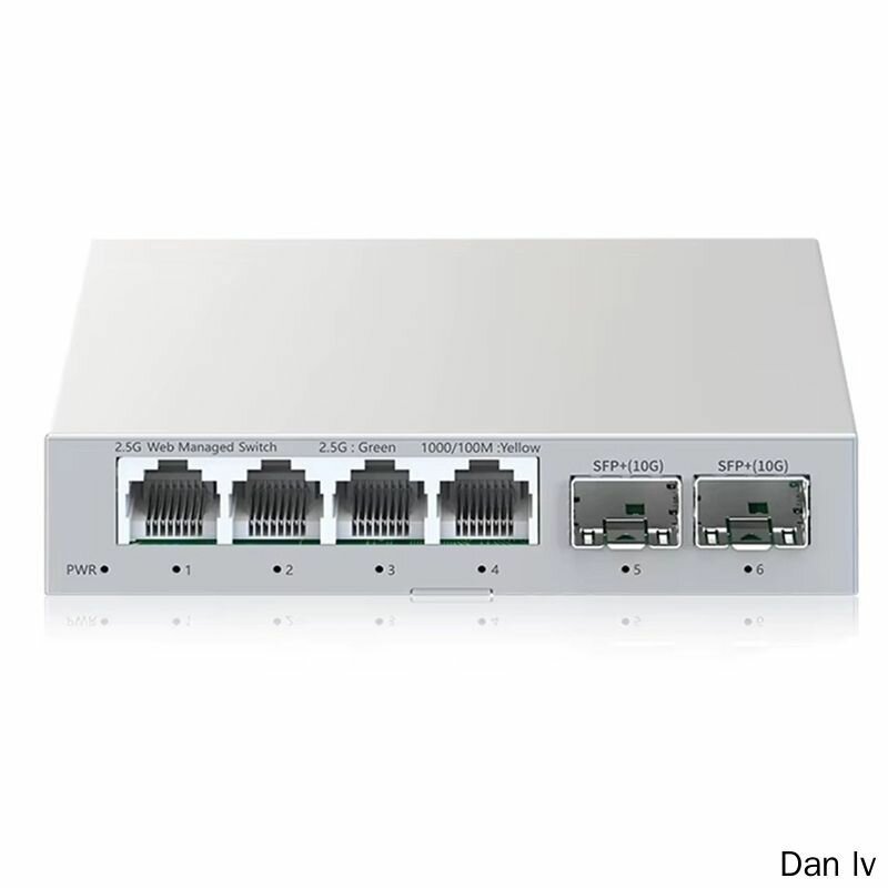 Управляемый коммутатор 2,5 Гбит/с с 4 портами RJ45, управляемый сетевой коммутатор Ethernet с 2 слотами 10G SFP+ для домашней лаборатории, вилка EU-PLUG