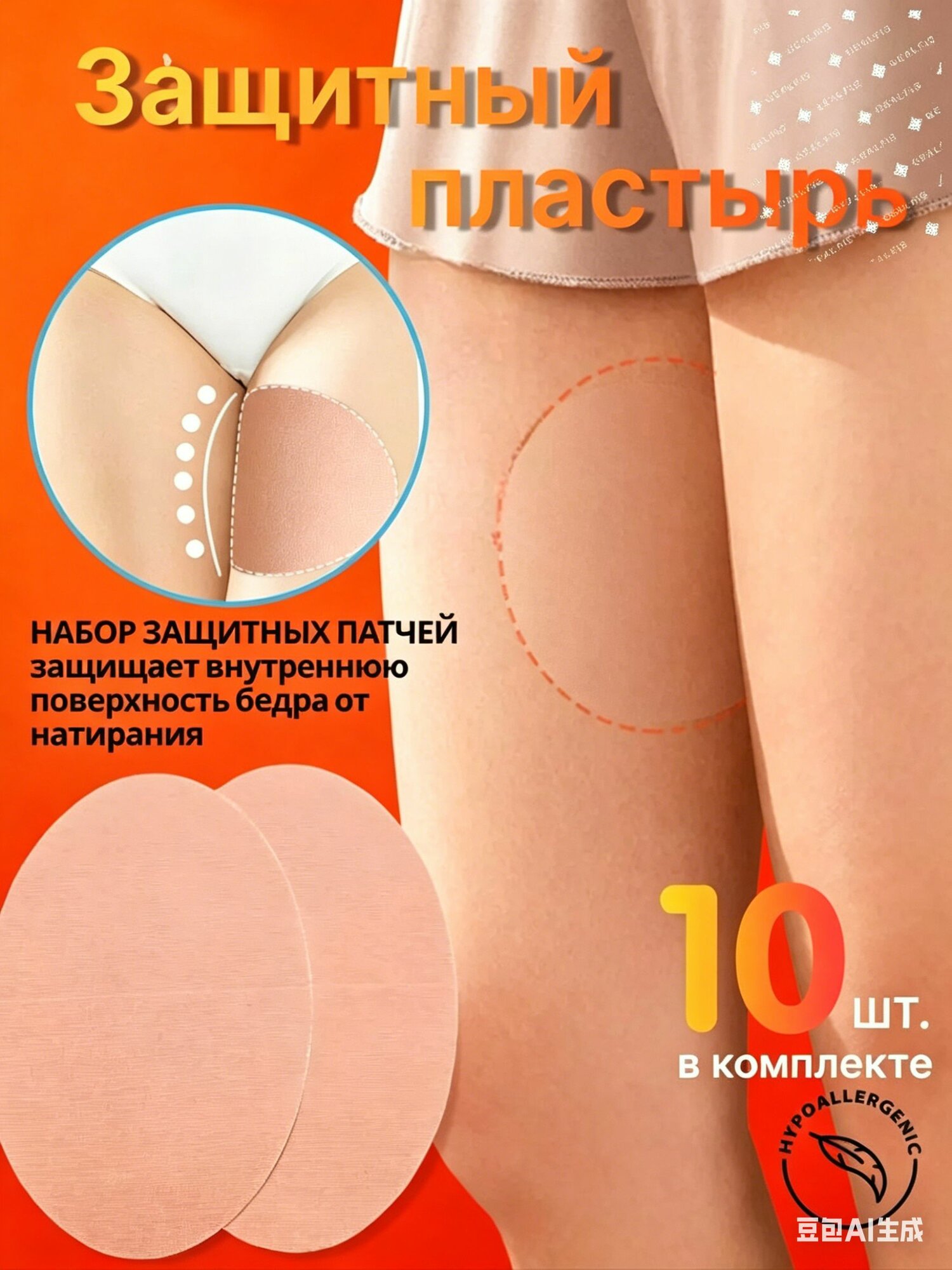 10 шт Пластырь от натирания между ног, бандалетки для полных бедер - наклейки патчи, без крема и талька