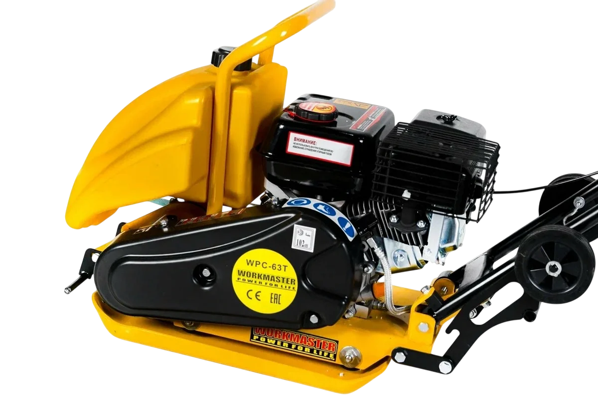 Бензиновая виброплита Workmaster WPC-63T, 4-тактная, 5.5 л. с. / 4000 Вт, бак 3.6 л, желтый — фото 1