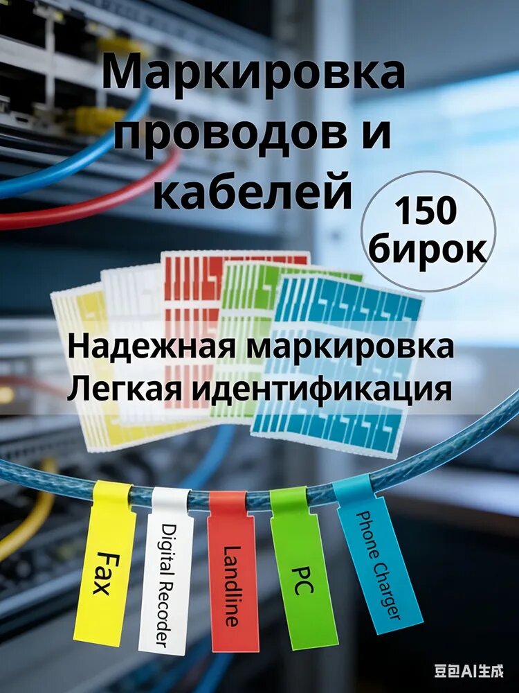 Этикетки для электропанелей 150шт с маркером в подарок для электромонтажа