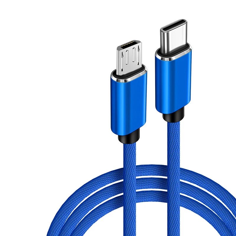 Кабель-адаптер типа C — Micro USB, 1 м, кабель для быстрой зарядки, 2,4 А, OTG, кабель Синий, Blue