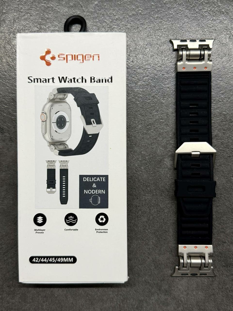 Ремешок силиконовый Spigen / для часов Apple Watch Ultra 42/44/45/49mm / Черный_2