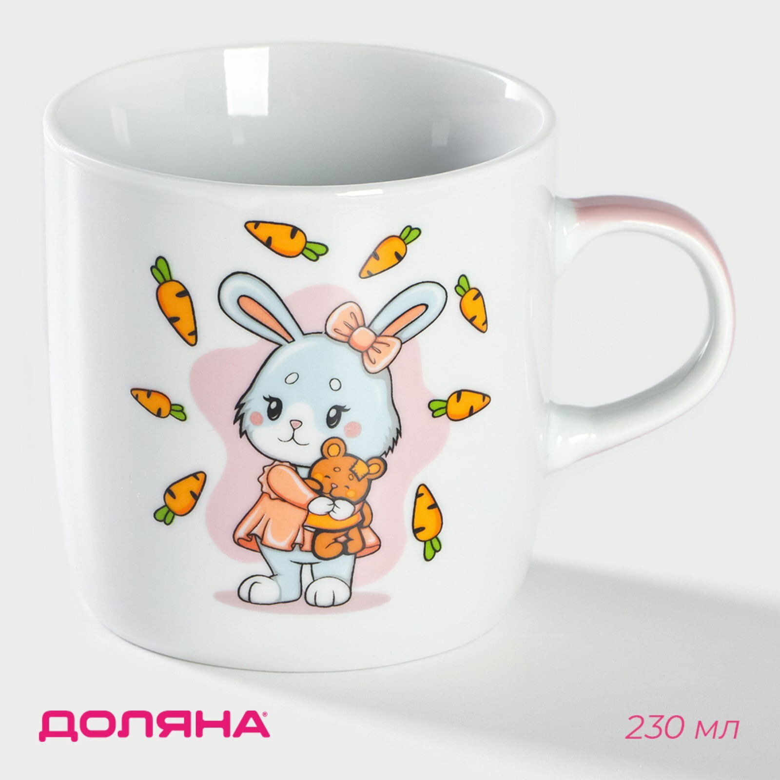 Кружка "Лапочка зайка", 230 мл, керамика, белая, тематика: детская