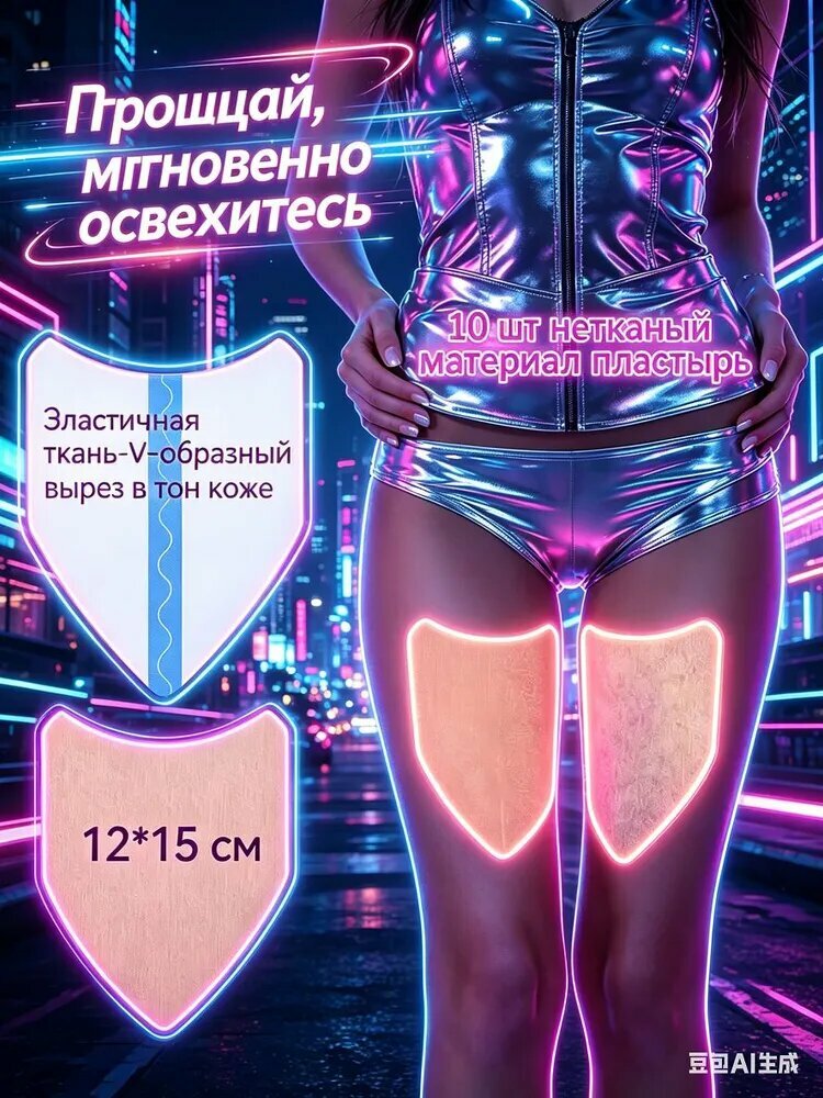 Нетканые антифрикционные наклейки для бедер V-образной формы в тон кожи 12 * 15 см, 10 штук невидимых защитных наклеек для внутренней поверхности бедер, защищающих от пота и снимающих стресс