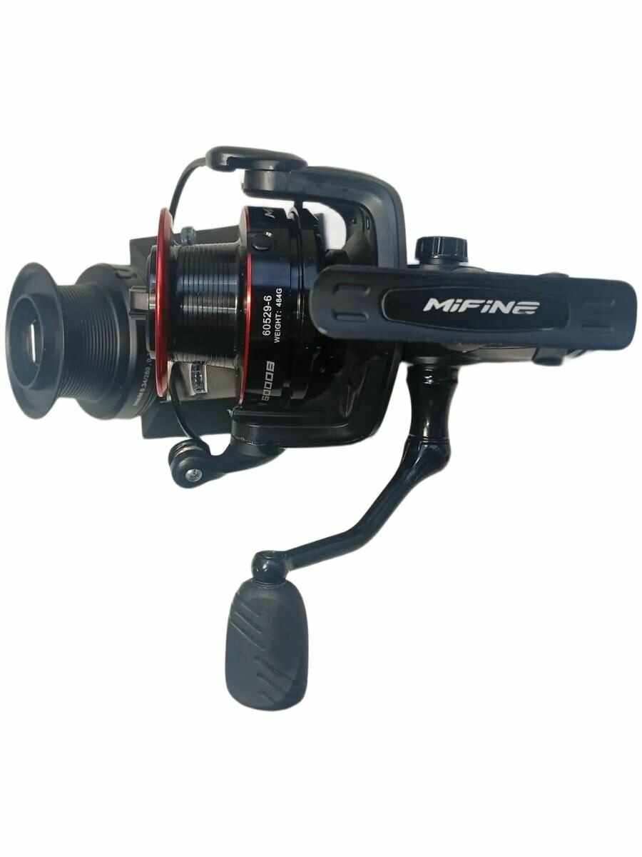 Катушка рыболовная MIFINE BUNSEN 6000B; 6+1подшипник, (с двойным фрикционом; запас. пласт. шпуля), для спиннинга, для карповой ловли, для фидерной ловли