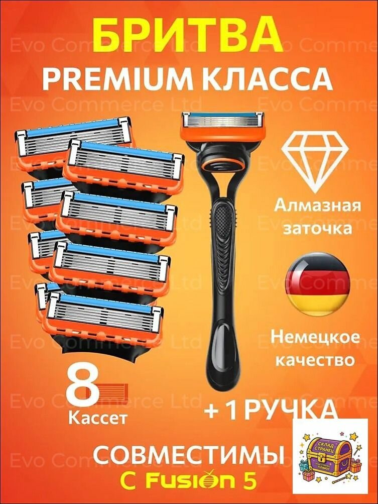 Мужская бритва, 8 кассет
