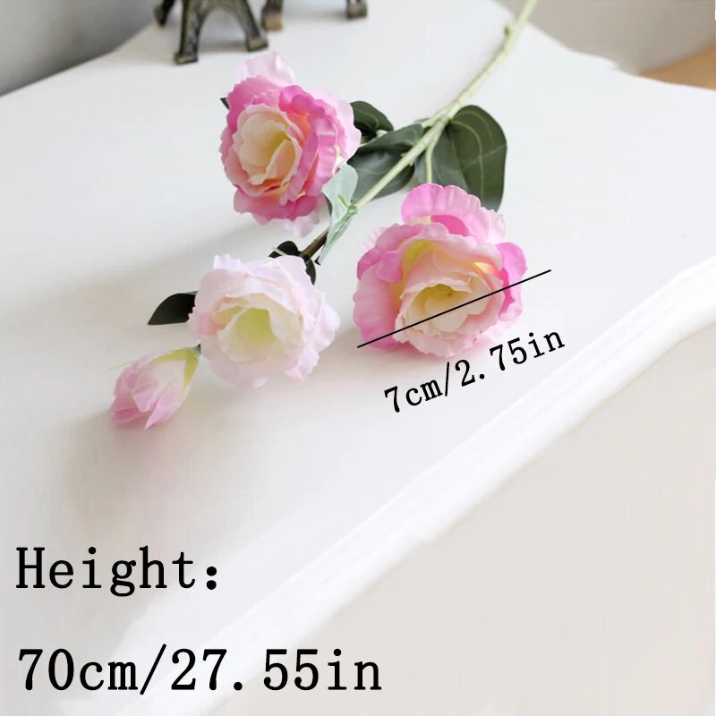 Искусственный шелковый цветок Eustoma Lisianthus 4 головы Розовый, Deep pink