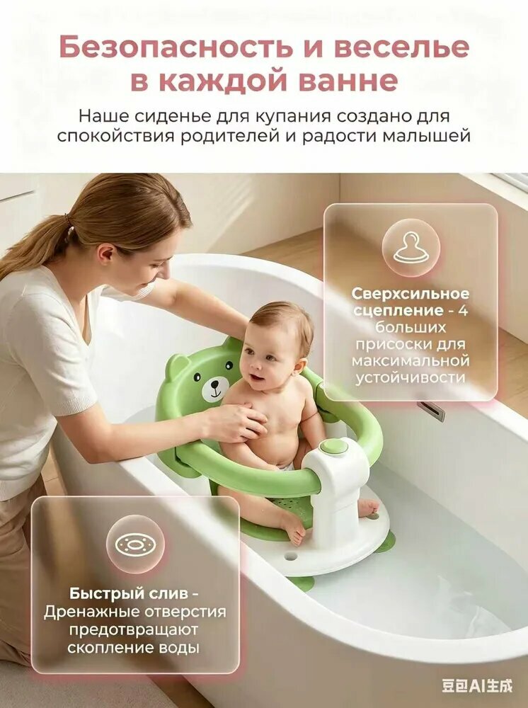 Стульчик для купания детский, сиденье стул малышу для ванной пластиковый на присосках стульчик для купания, доступно 4 цвета