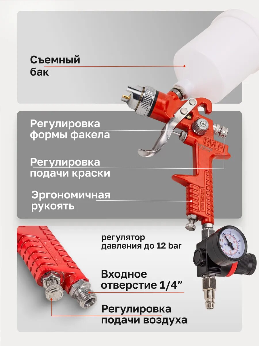 Краскопульт пневматический для компрессора HVLP — фото 1