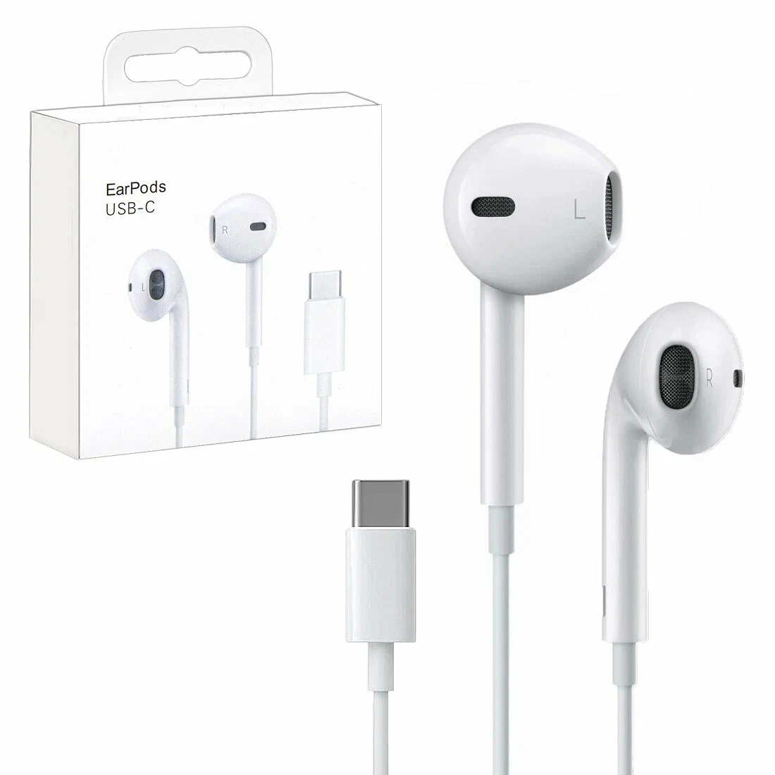 Наушники проводные, вход USB-type C, вкладыши, с регулятором громкости, белый