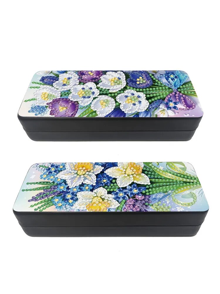 Aлмазная мозаика Футляр для очков 16cm*6.5cm*3.5cm цветы