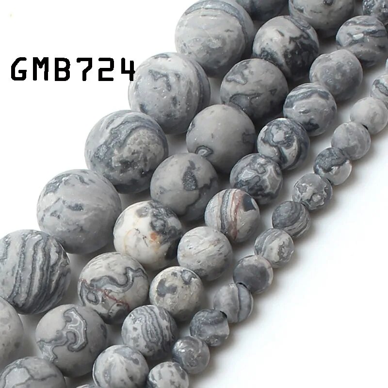 Бусины из серого карта-jasper, 8 мм, 46 шт. GMB724