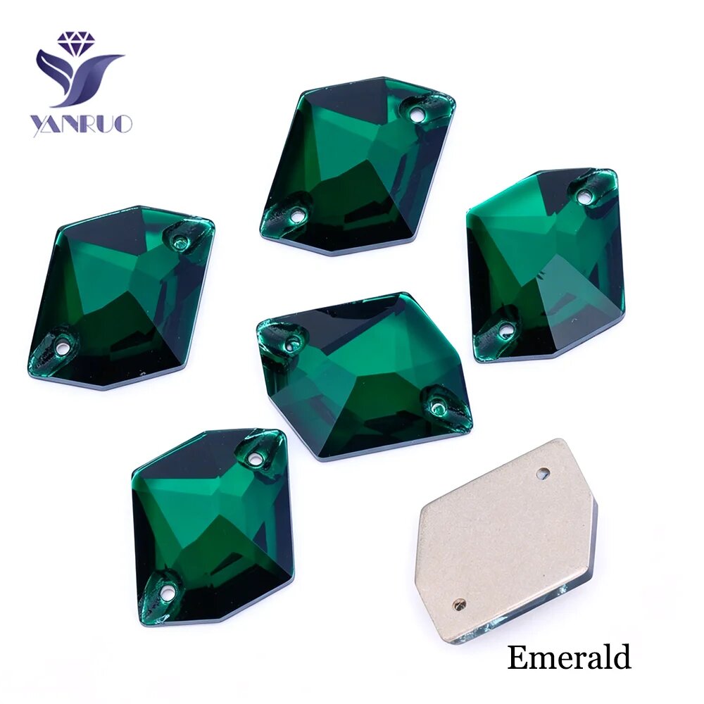 Стразы YANRUO 21x27mm Emerald, 6 шт.