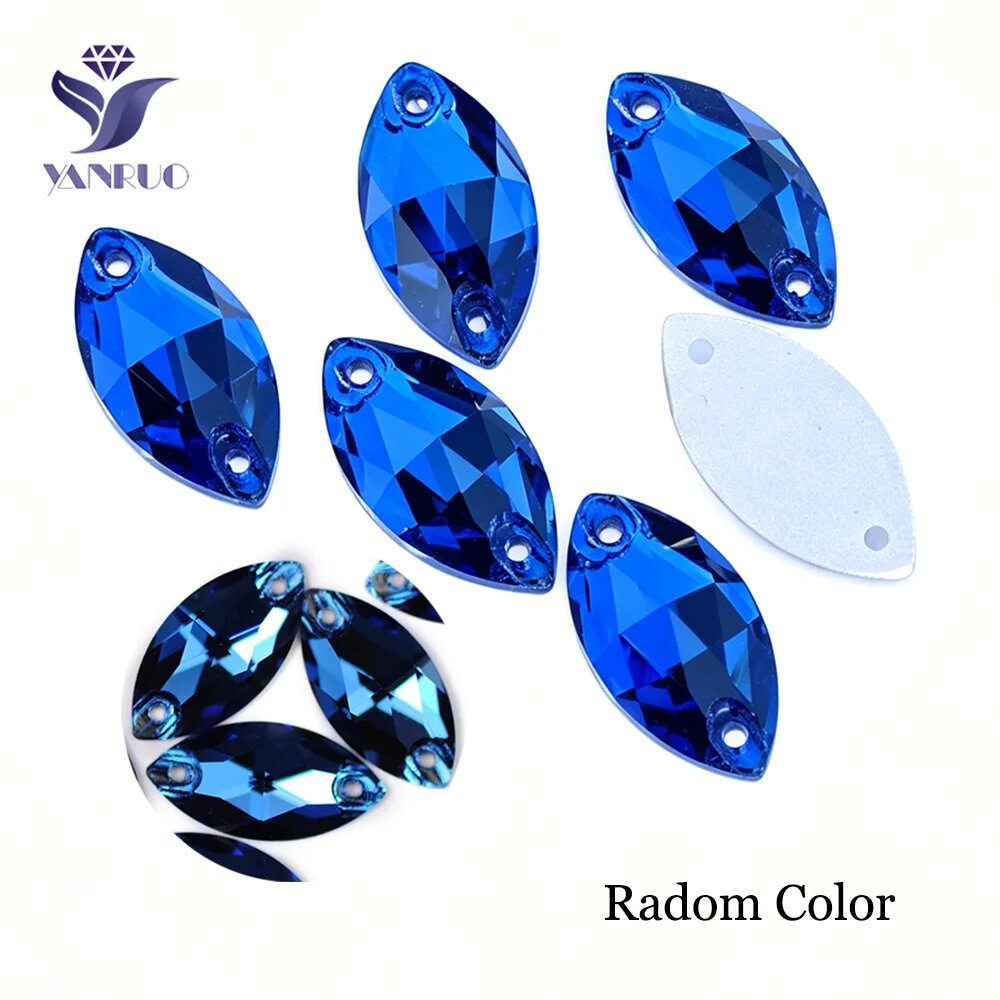 Стразы YANRUO 3223 в форме лошадиных глаз 6x12mm 48Pcs, Синий, Sapphire