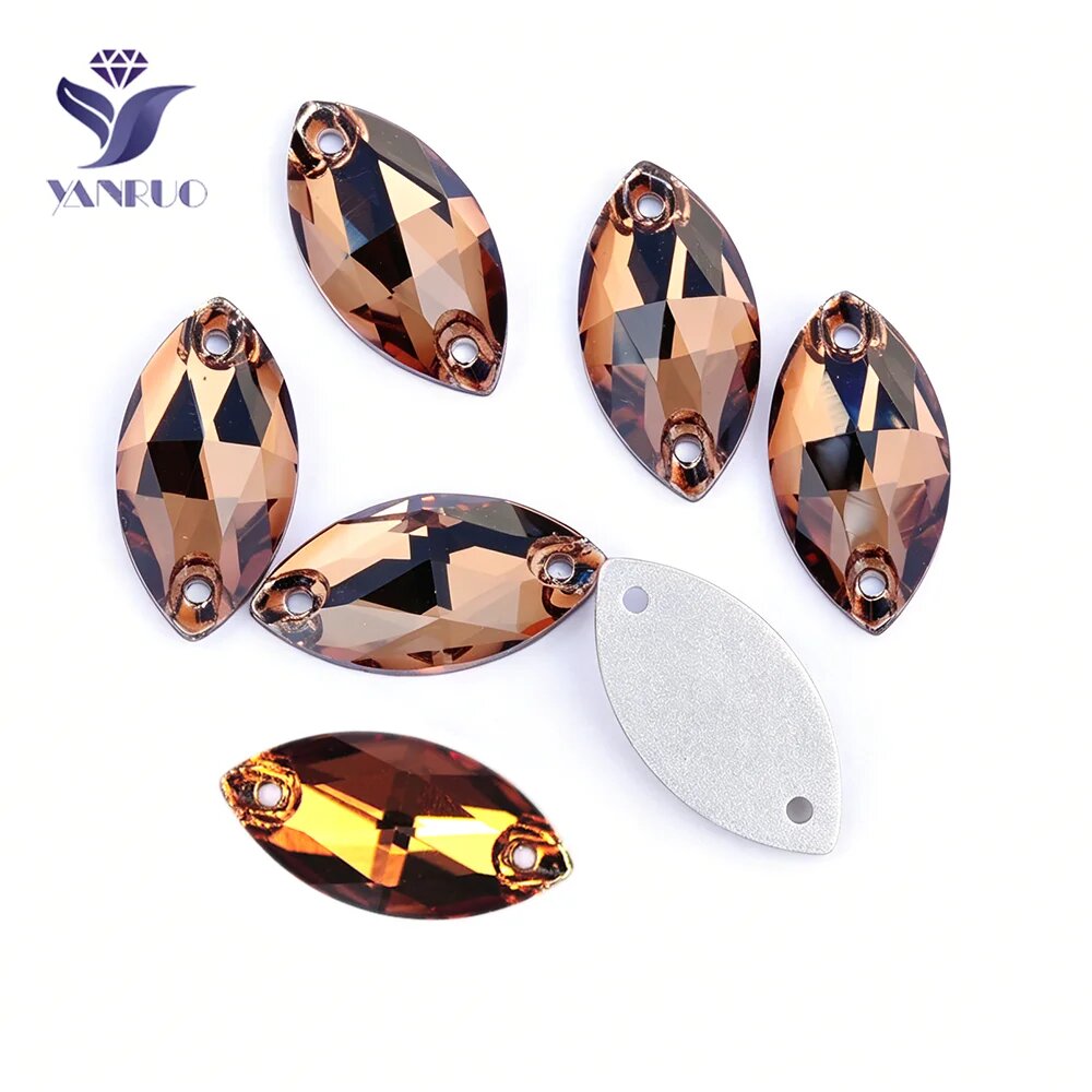 Стразы YANRUO 3223, лошадиный глаз, 7x15mm, Lt Smoked Topaz