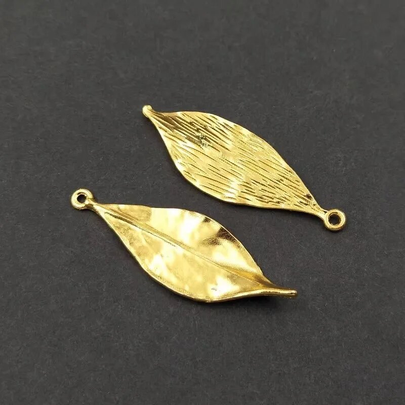 Металлические подвески листья набор из 10 штук Gold plated