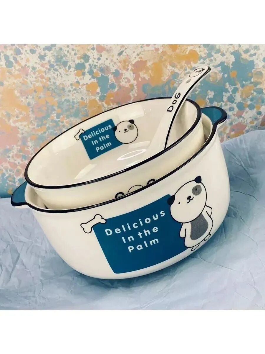 Набор салатников с крышкой и ложкой фарфоровые, 16 см
