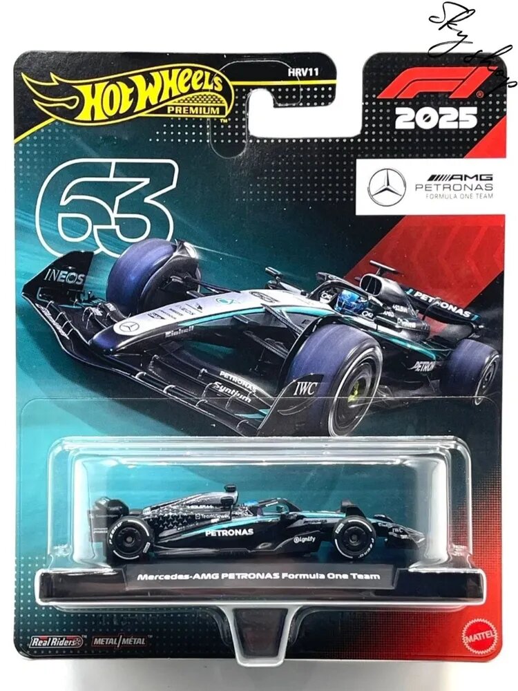 Hot Wheels Premium 1/64 машинка формула 1 Mercedes-AMG PETRONAS Formula One Team W16 Car #63, модельки машин металлические