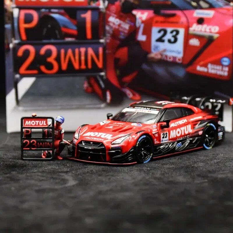 Коллекционная машинка MINI GT 1/64 #875 Nissan GT-R NISMO #23 MOTUL AUTECH GT-R 2021 SUPER GT SERIES Suzuka winner W/ Matsuda Figure Tsugio Matsuda Collection No.2