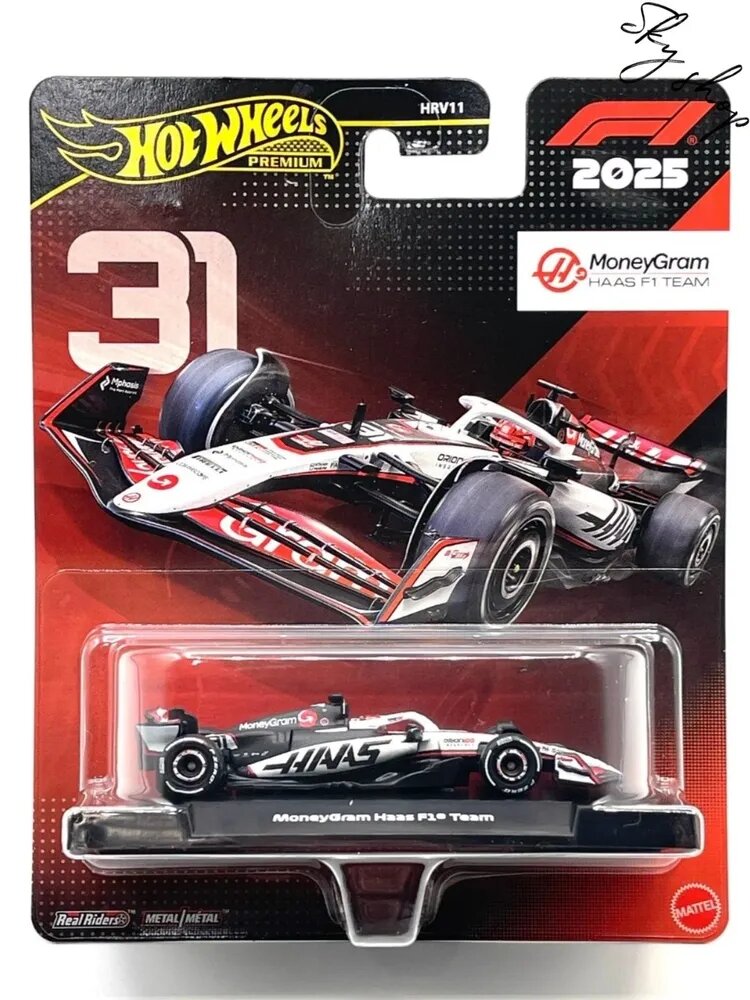 Hot Wheels Premium 1/64 машинка формула 1 MoneyGram Haas F1 Team VF-24 Car #31, модельки машин металлические