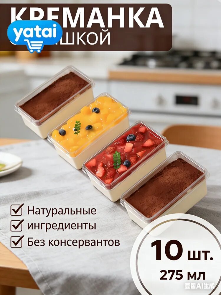 Контейнер одноразовый для десертов с крышкой 10 шт кейк бокс