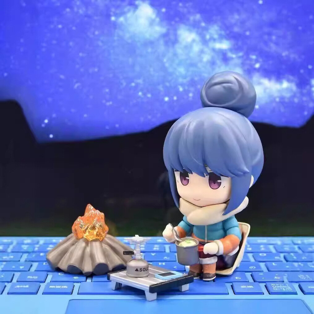 Фигурка Yuru Camp Rin Shima, Q-версия с мини-палаткой, коллекционная модель ПВХ, в оригинальной коробке
