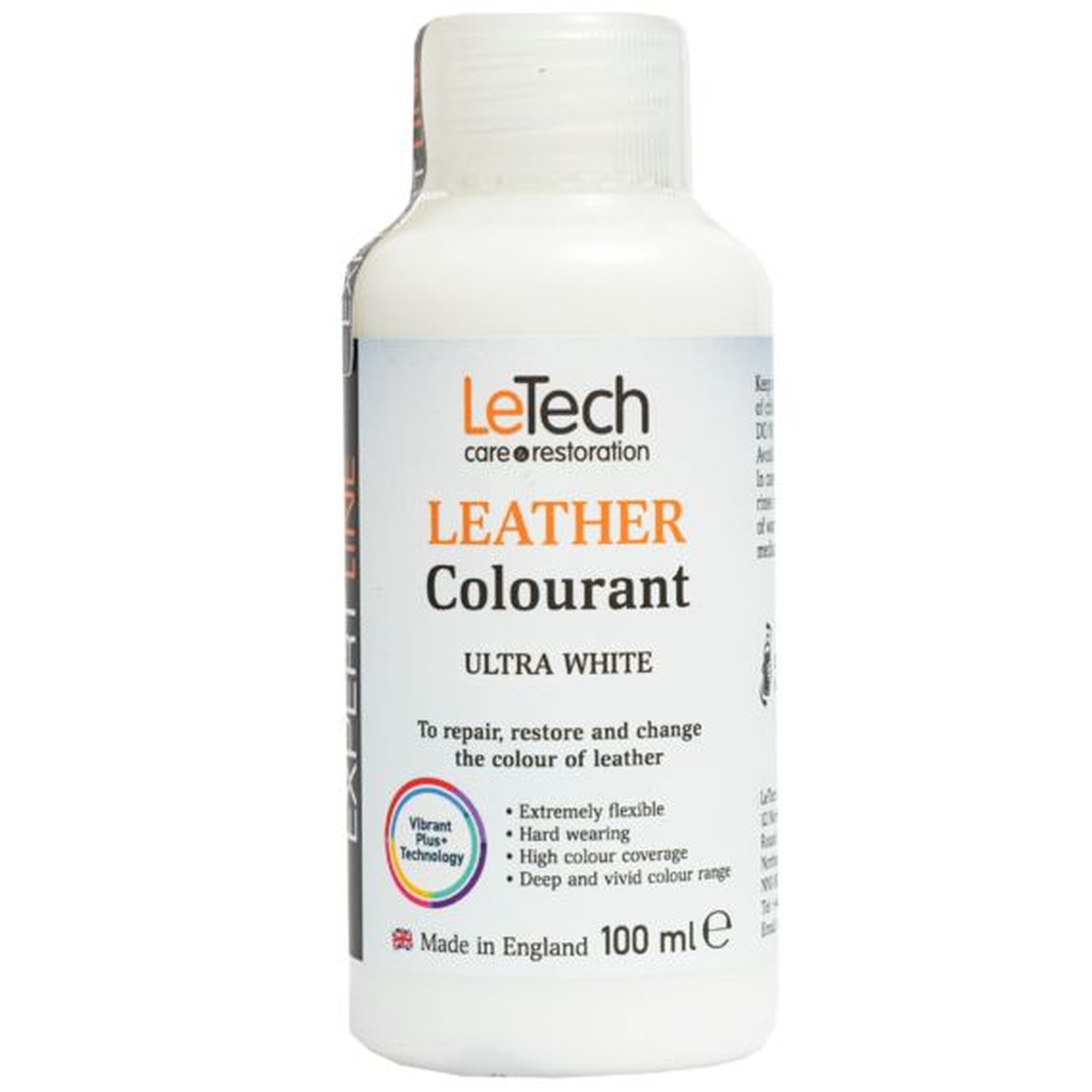 Краска для кожи LeTech Leather Colourant Ultra White EXPERT LINE 100мл