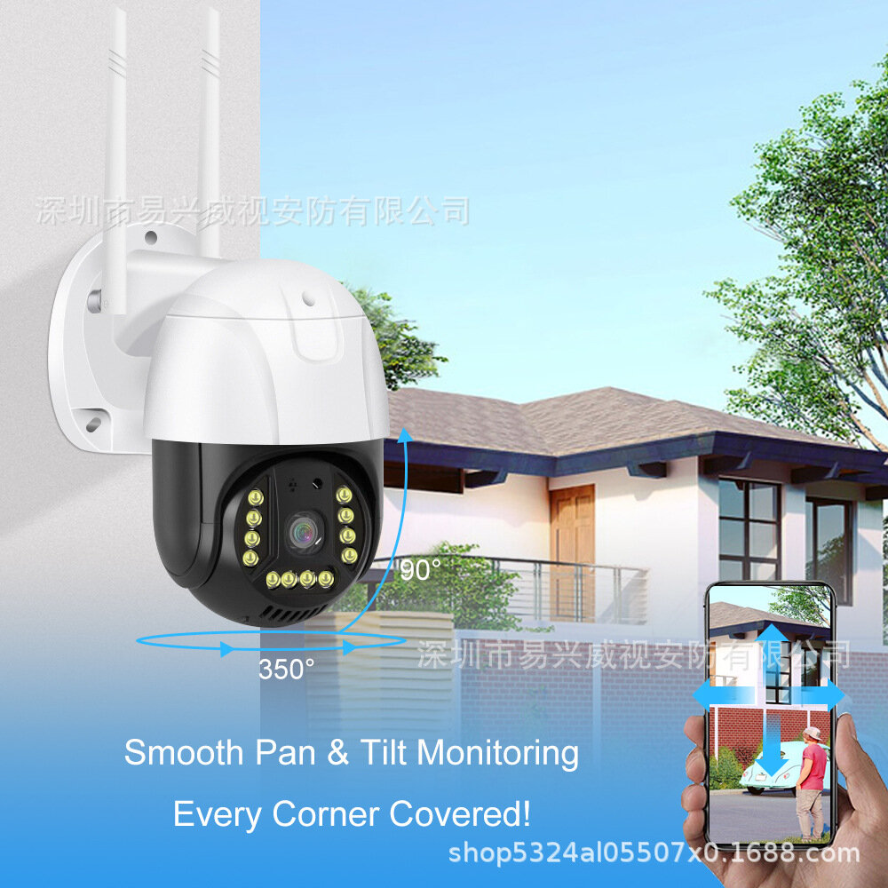WiFi HD Наружная Водонепроницаемая 360° Цветная Ночная Видимость Камера CCTV с Питанием и 64GB МикроSD Картой