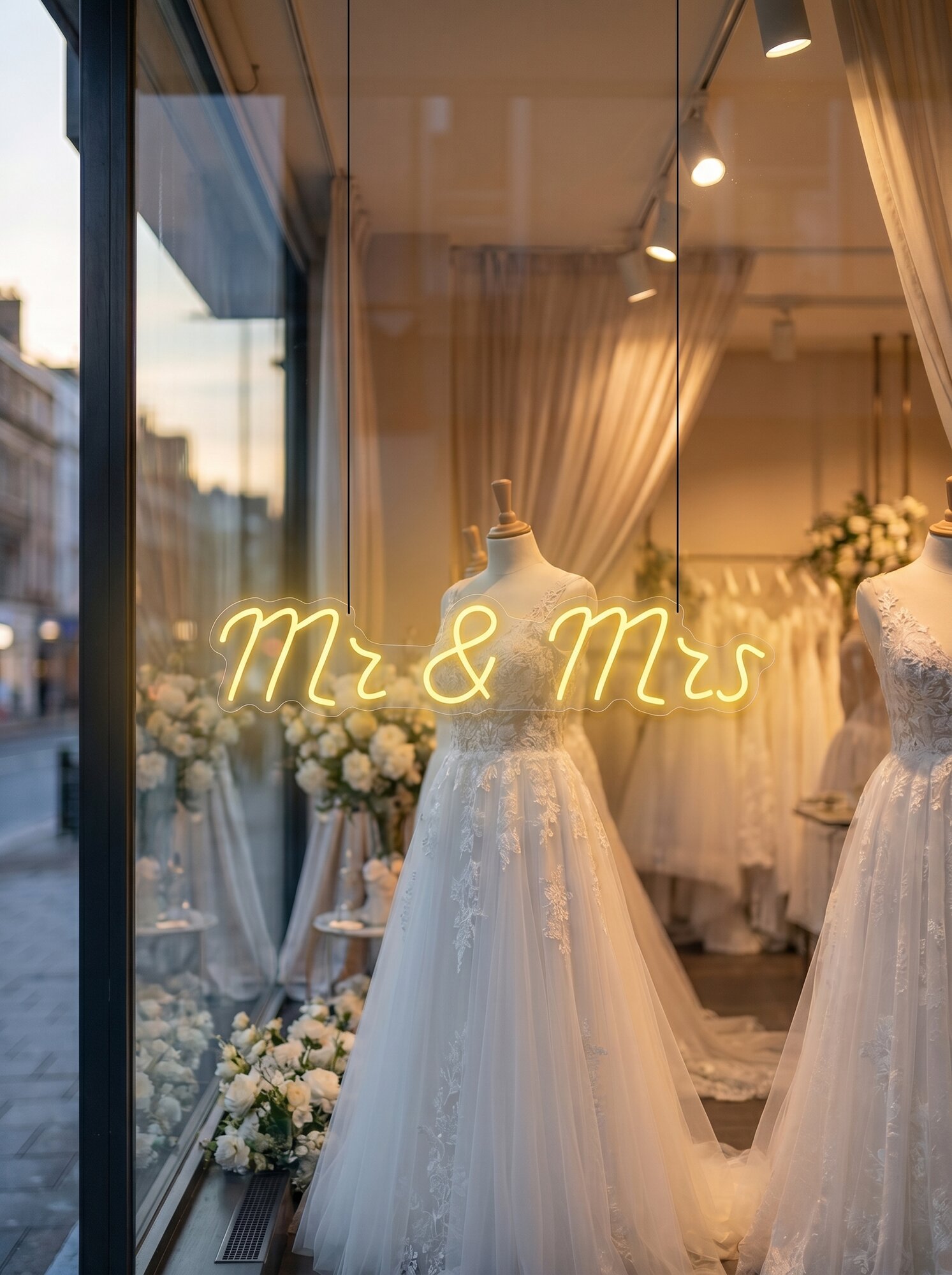 Неоновая вывеска "Mr & Mrs" 79x17 см, неоновая надпись, LED светильник для дома, свадьбы и фотозоны
