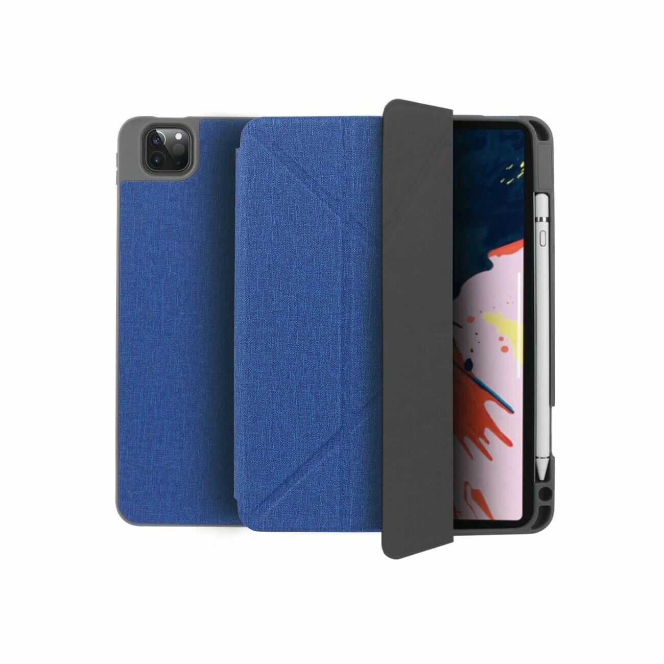 Чехол G-Case iPad Air 4-5 (A2588 A2589 A2591 A2316 A2324 A2325 A2072) / iPad Pro 11" (2018-2022) с держателем для Apple Pencil Y-сложение + Camera Fold синий Denim Classic Plus